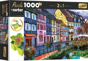 Puzzle trefl puzzle s třídičem 2v1 colmar, francie 1000 dílků