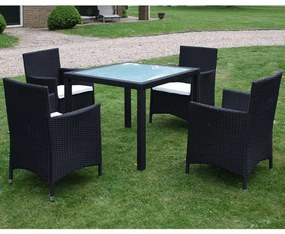 vidaXL 5dílný zahradní jídelní set s poduškami polyratan černý