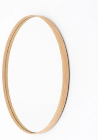 Nástěnné zrcadlo s rámem z dubového dřeva Wireworks Glance, ⌀ 66 cm