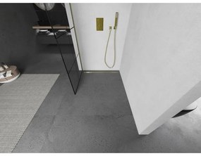 Mexen Kioto L, sprchová zástěna Walk-In 70 x 200 cm, 8mm čiré sklo černý vzor, ​​zlatý matný profil, 800-070-103-55-77