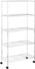Úložný regál 5 polic 75x35x155 cm s kolečky chromovaný 250 kg 324629