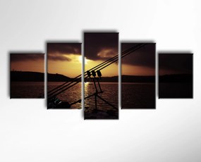 Malvis ® Obraz Večerní rybaření ROZMĚR (šířka x výška): pětidílné schody obdélník 150x75 cm