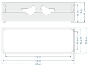 AMADEA Dřevěný obal s truhlíkem s ptáčky, 62x21,5x17cm, český výrobek