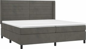 Box spring postel s matrací tmavě šedá 200x200 cm samet 3132760