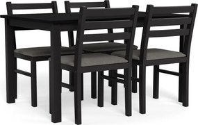 ACTONA Jídelní set stolu a čtyř židlí ALICANTE černý 110x70 cm