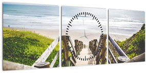 Obraz - Vstup na pláž (s hodinami) (90x30 cm)