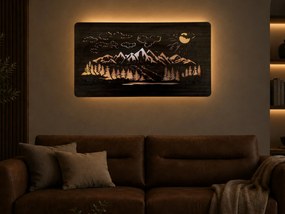 Li-Go "Hory" světelný obraz s baterií a pohybovým čidlem 80x45cm provedení povrchu: černá s patinou
