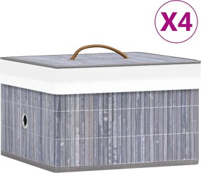 vidaXL Bambusové úložné boxy 4 ks [320769] Barva: Šedá