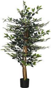 Umělý fikus HOMCOM s kmeny 130 cm s květináči a 702 realistickými listy pro domácí dekoraci obývacího pokoje a ložnice Ø15x130 cm Zelený