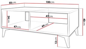 Konferenční stolek do obýváku LIVA - lesklý béžový / béžový / zlatý