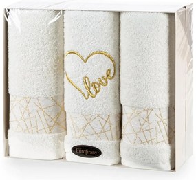 Sada ručníků Nika 2 ks 50x90 + 70x140 Love cream dárková sada 480g/m2 T/0742 Eurofirany