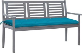 vidaXL 3místná zahradní lavice s poduškou 150 cm eukalyptus [3061069] Barva: Modrá
