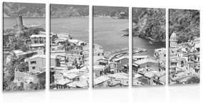 5-dílný obraz černobílé pobřeží Itálie