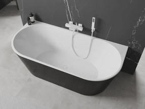 Mexen Oval, volně stojící nástěnná vana 180 x 80 cm, bílá-černá, bílý přepad, 52671808075-20