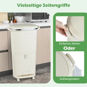 Costway 38 L odpadkový koš s 2 Odnímatelné kbelíky a víko a nožní pedál