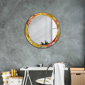 Kulaté zrcadlo s dekorem Barevné okno vitráže fi 80 cm