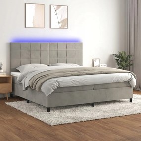 Fionshop 264251878 Box spring postel s matrací a Led světle šedá 200x200