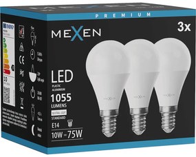 Mexen Nova 3x LED žárovka E14, G45, 10W, Neutrální - 4000K, 1055 lm - L101-E14-1040-01x03