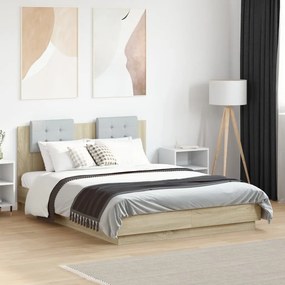Rám postele s čelem a LED osvětlením dub sonoma 120 x 190 cm 3210054