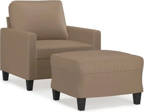 Křeslo s podnožkou cappuccino 60 cm umělá kůže 3201023