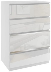 Moderní komoda Beauty 2 - bílá / bílý lesk