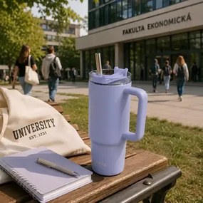 Quokka Stream levandulový / Termohrnek s brčkem / 950 ml