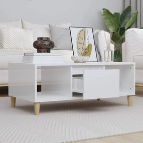 821062 vidaXL Konferenční stolek bílý s leskem 90x50x36,5 cm kompozitní dřevo