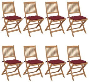 Skládací zahradní židle s poduškami 8 ks masivní akácie,  3075045