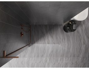 Mexen, Mexen Kioto-X L sprchová stěna 70 x 200 cm, transparentní 10 mm, broušená měď - 800-070-107-65-00-X