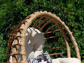 Přírodní kulaté ručně pletené proutěné křeslo LAURA na zahradu i do interiéru Barva: Hořčicová