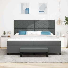 Postel s boxspringem s čelo Tmavě šedá 200 x 200 cm textil 3344171