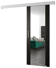 Posuvné dveře 90 cm Sharlene II (černá matná + bílá matná + stříbrná) (se zrcadlem). 1043670