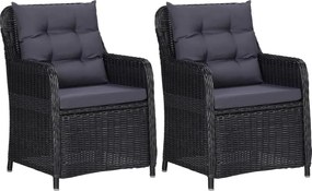 vidaXL Zahradní židle s poduškami 2 ks polyratan [44148] Barva: Černá