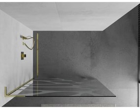 Mexen Kioto L, sprchová zástěna Walk-In 100 x 200 cm, 8mm čiré sklo bílý vzor, ​​zlatý lesklý profil, 800-100-103-50-97