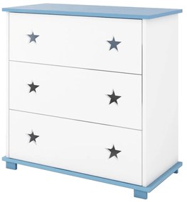 BabyBeds Dětská komoda - hvězdičky Barevné provedení: Modrá  nábytkářské lamino 80 cm x 48 cm x 87 cm
