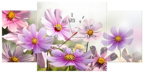 Gario Obraz s hodinami Jemné květy - 3 dílný Rozměry: 80 x 40 cm