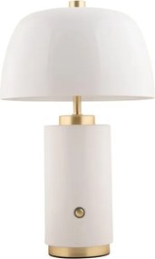 Stolní lampa houba Freya, bezdrátová, Ø 18 cm, bílá