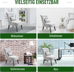 HOMCOM polohovací křeslo TV křeslo s opěrným polštářem, zvýšené nohy, lněná šedá 52.5x69x77cm pro pohodlnou relaxaci | Aosom.de