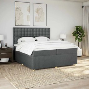 Box spring postel s matrací tmavě šedá 200x200 cm textil 3294478