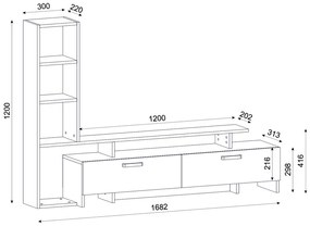 Casarredo Televizní stolek s regálem SHENDI sapphire/bílá