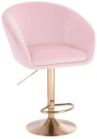 LuxuryForm DESIGN Barová židle VENICE VELUR na zlaté kulaté podstavě - růžová