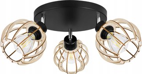 Závěsné Stropní Svítidlo Trojitý Lustr Dřevo Moderní Boho Led