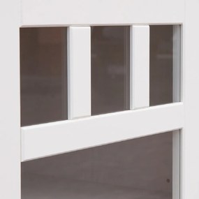 Massive home | Belluno Elegante bílá úzká vitrína z masivu s dubovou deskou levá