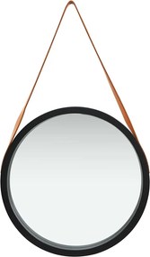 Nástěnné zrcadlo s popruhem 50 cm černé 320367