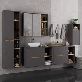 Skříňka pod umyvadlo VAMI W90 2SZ grafitová / šedá / dub artisan
