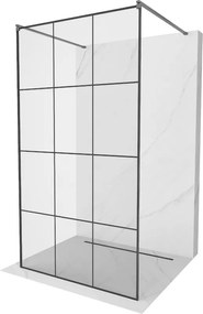 Mexen Kioto, sprchová zástěna Walk-In 120 x 200 cm, 8mm sklo černý vzor, ​​grafitový profil, 800-120-002-66-77