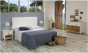 Bílý noční stolek z masivního borovicového dřeva se 2 zásuvkami Marckeric Ibiza