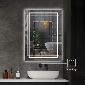 IREDA Koupelnové zrcadlo s LED osvětlením, 80 x 60 cm