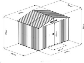 Avenberg Zahradní domek na nářadí 3 x 2,4 m SD-X0810-H170, antracit, 3 x 2,4 cm