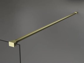 Mexen Kioto+, sprchová zástěna Walk-In s poličkou a věšákem 140 x 200 cm, 8mm sklo vzor zrcadlo, zlatý matný profil, 800-140-121-55-50